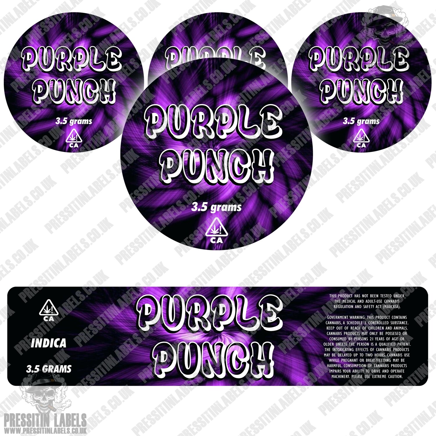 Purple Punch 60ml Glass Jar Labels - 2oz Jar Stickers - Pressitin Labels