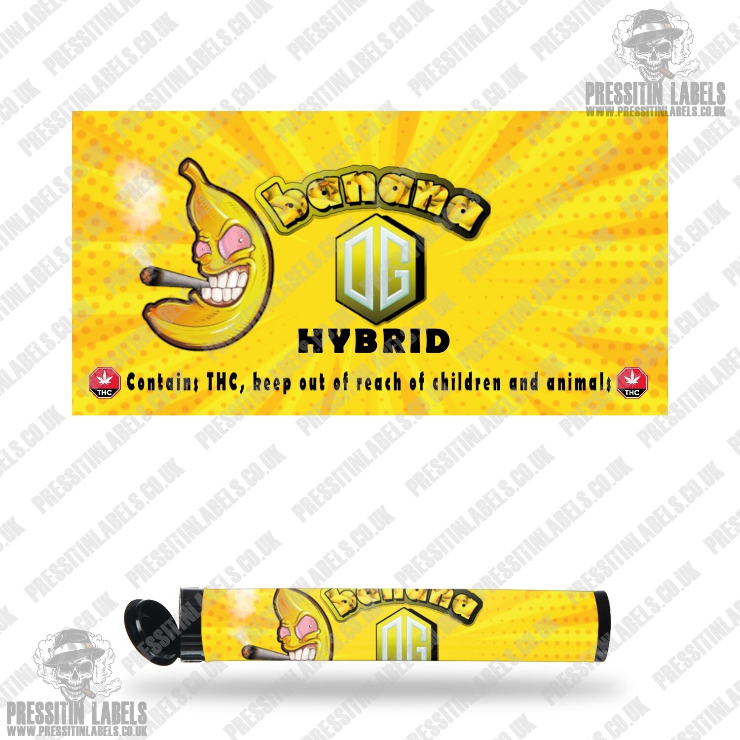 Banana OG Pre-Roll Labels - Cali Pre Rolled Stickers - Pressitin Labels