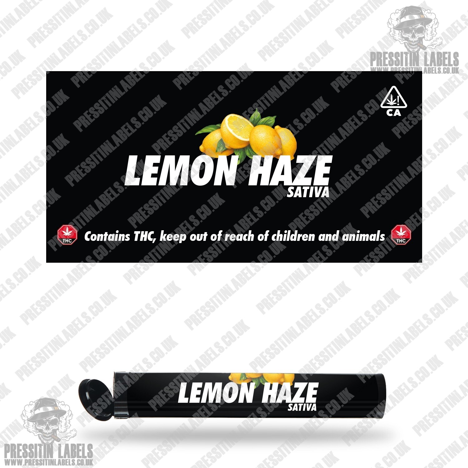 Lemon Haze Pre-Roll Labels - Cali Pre Rolled Stickers - Pressitin Labels