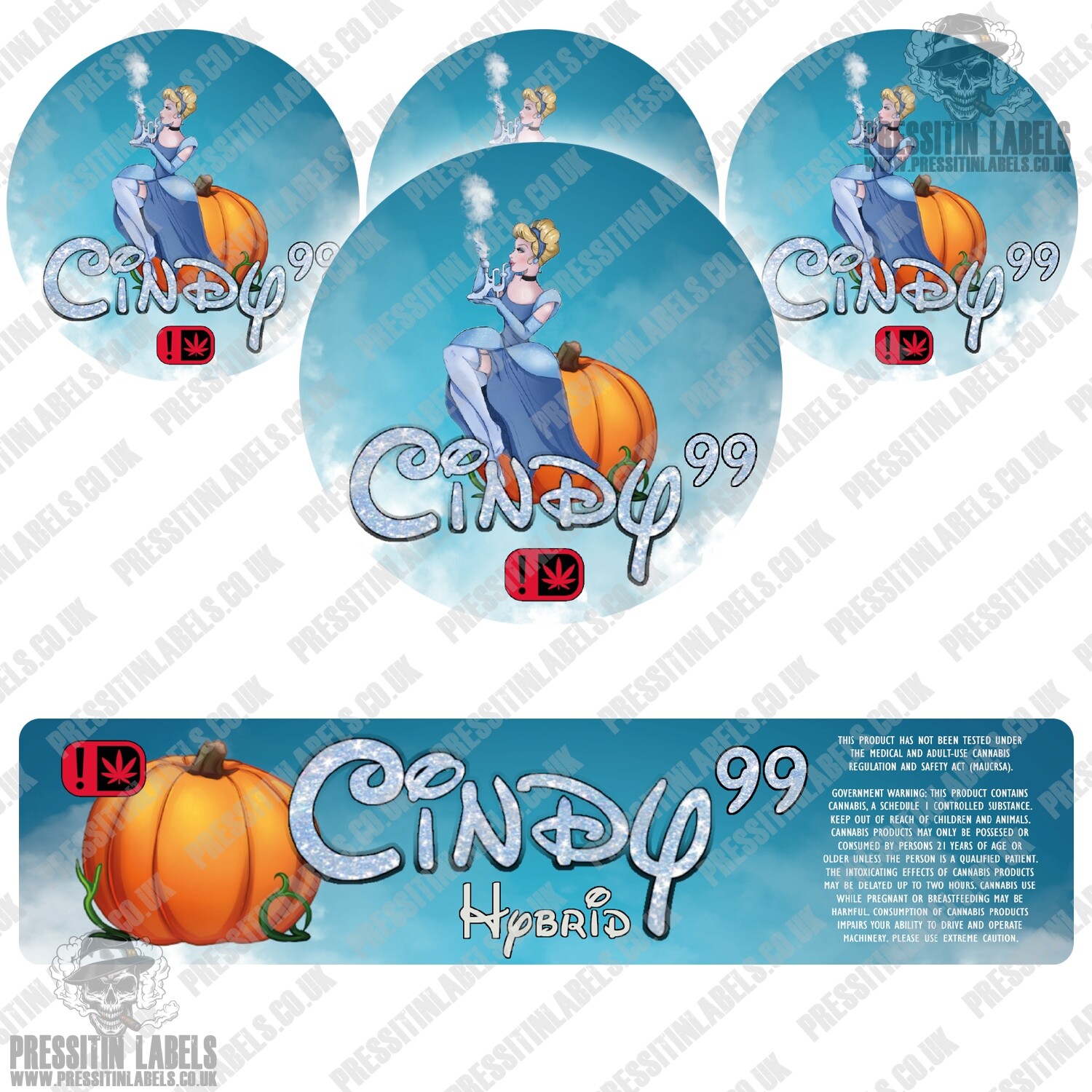 Cindy 99 60ml Glass Jar Labels - 2oz Jar Stickers - Pressitin Labels