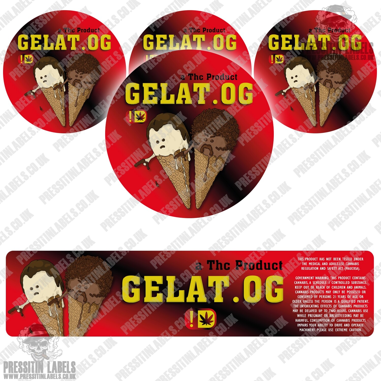 Gelat. OG 60ml Glass Jar Labels - 2oz Jar Stickers - Pressitin Labels