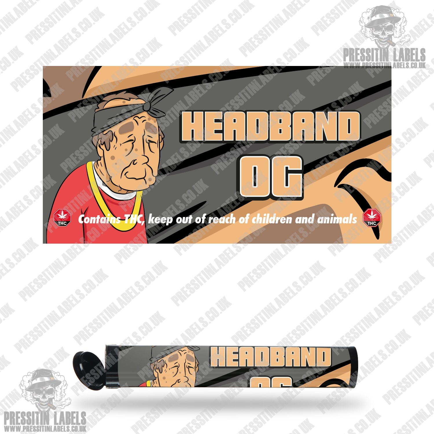 Headband OG Pre-Roll Labels - Cali Pre Rolled Stickers - Pressitin Labels