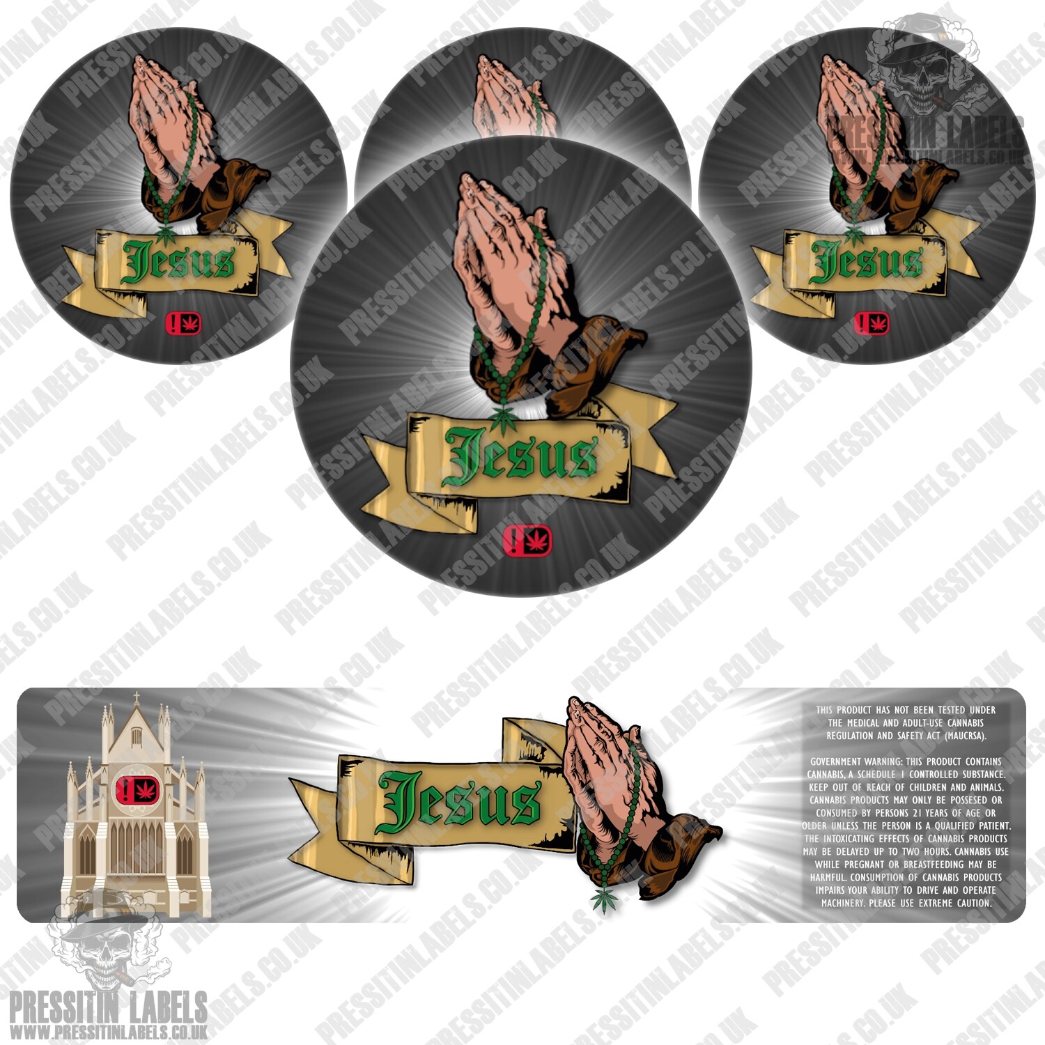Jesus 60ml Glass Jar Labels - 2oz Jar Stickers - Pressitin Labels