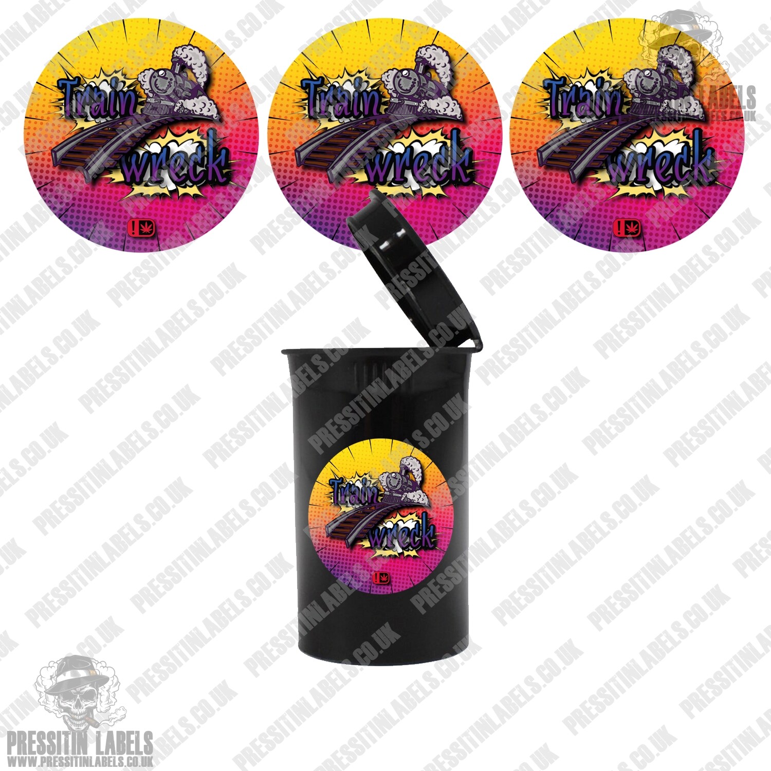 Train Wreck Cali Pop Top Slap Stickers - Pressitin Labels