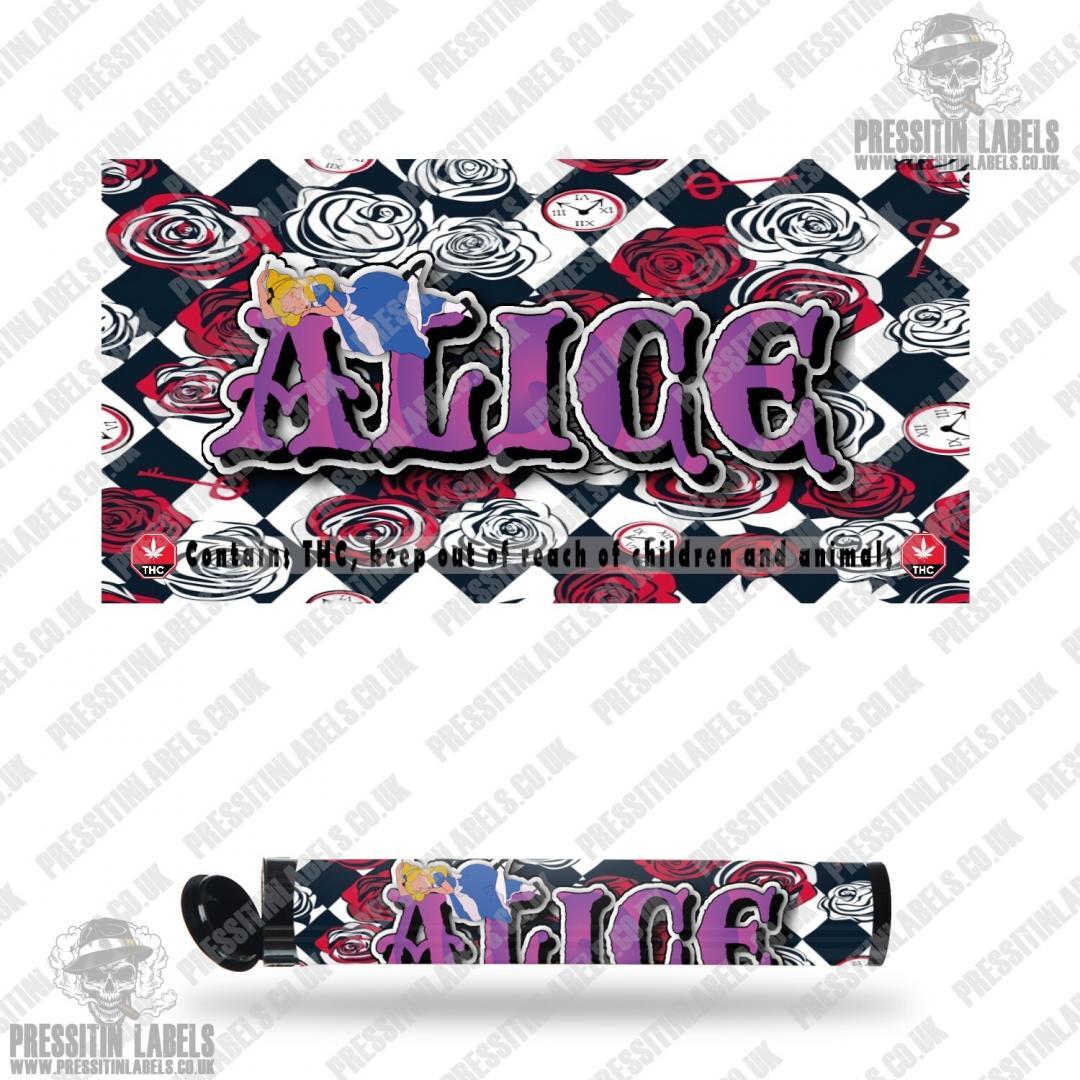 Alice Pre-Roll Labels - Cali Pre Rolled Stickers - Pressitin Labels