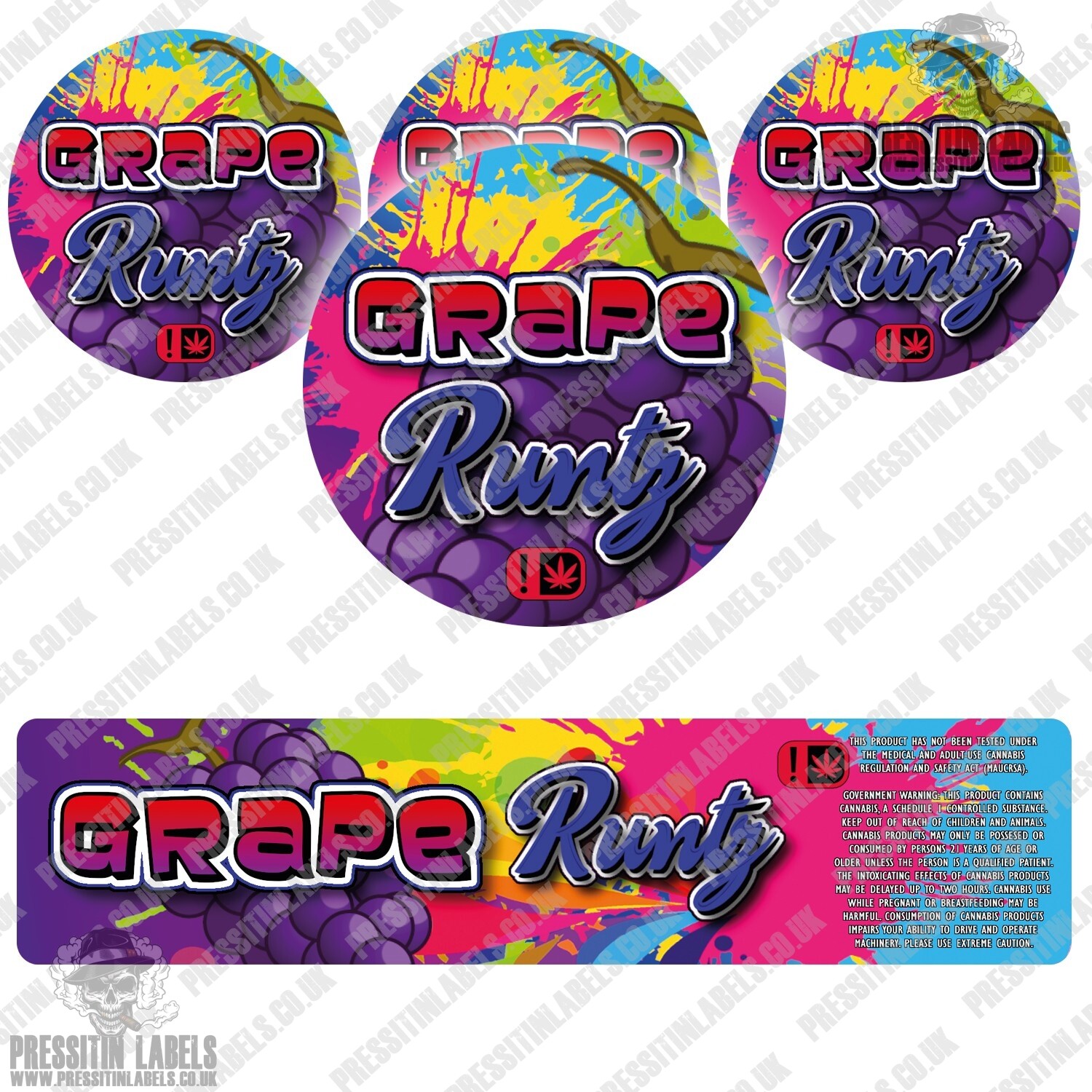 Grape Runtz 60ml Glass Jar Labels - 2oz Jar Sticker - Pressitin Labels