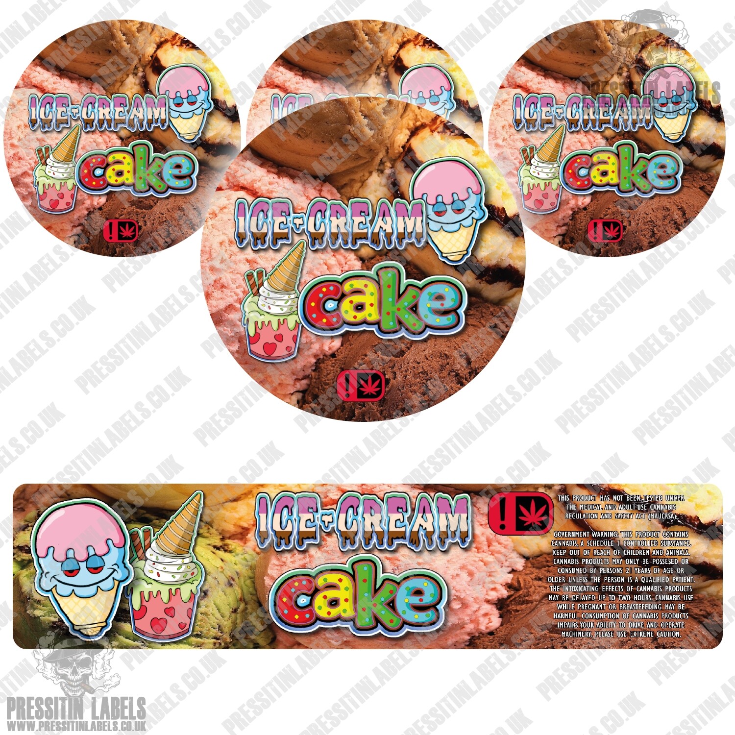 Ice Cream Cake 60ml Glass Jar Labels - 2oz Jar Stickers - Pressitin Labels