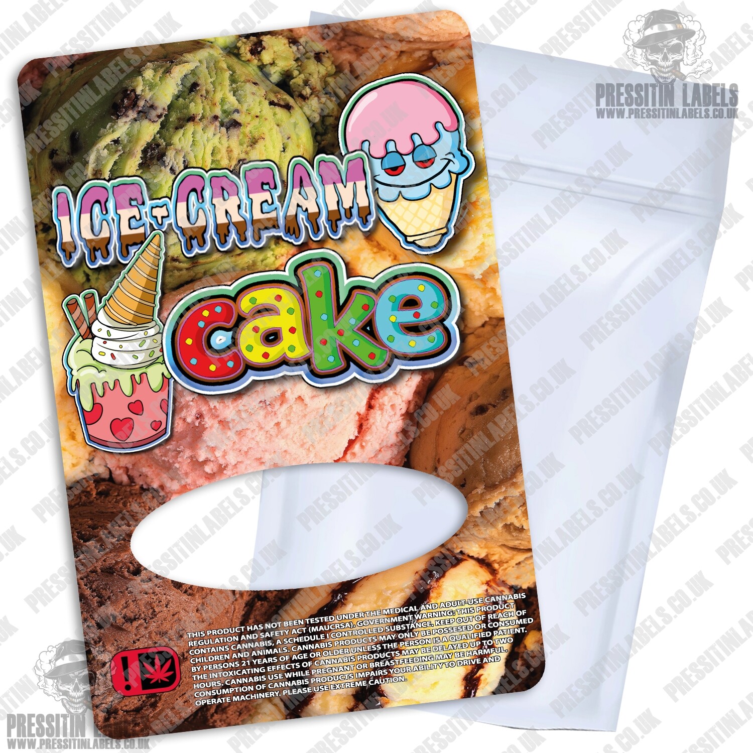 Ice Cream Cake Mylar Bag Labels - Baggies Sticker Labels - Pressitin Labels