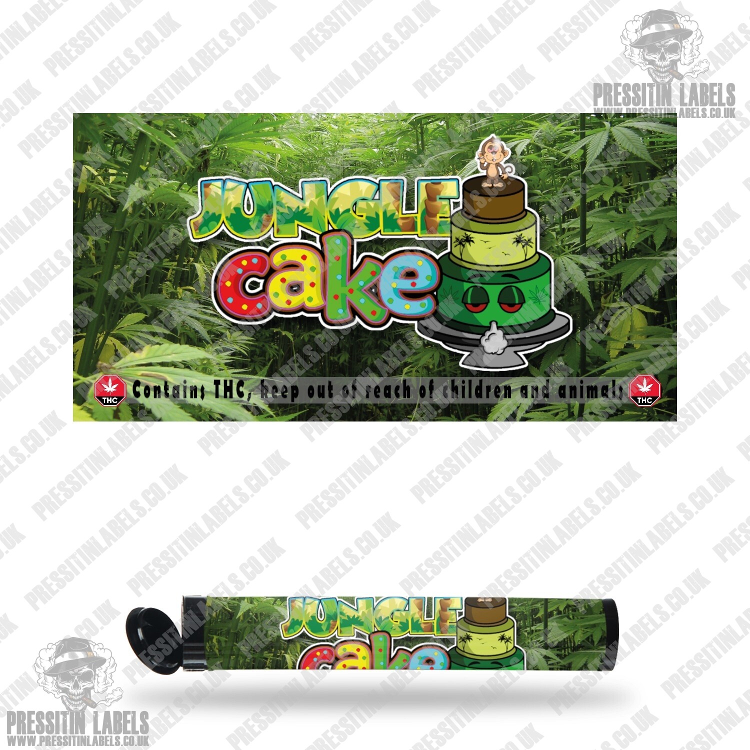 Jungle Cake Type 2 Pre-Roll Labels - Cali Pre Rolled Stickers ...