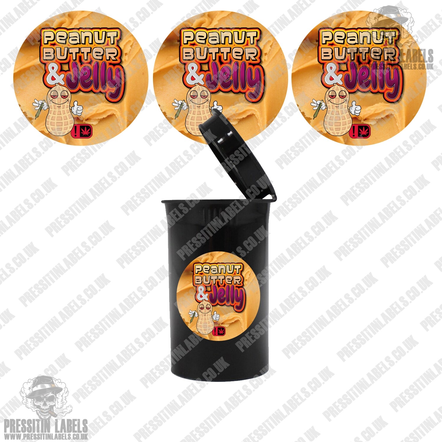 Peanut Butter and Jelly Cali Pop Top Slap Stickers - Pressitin Labels