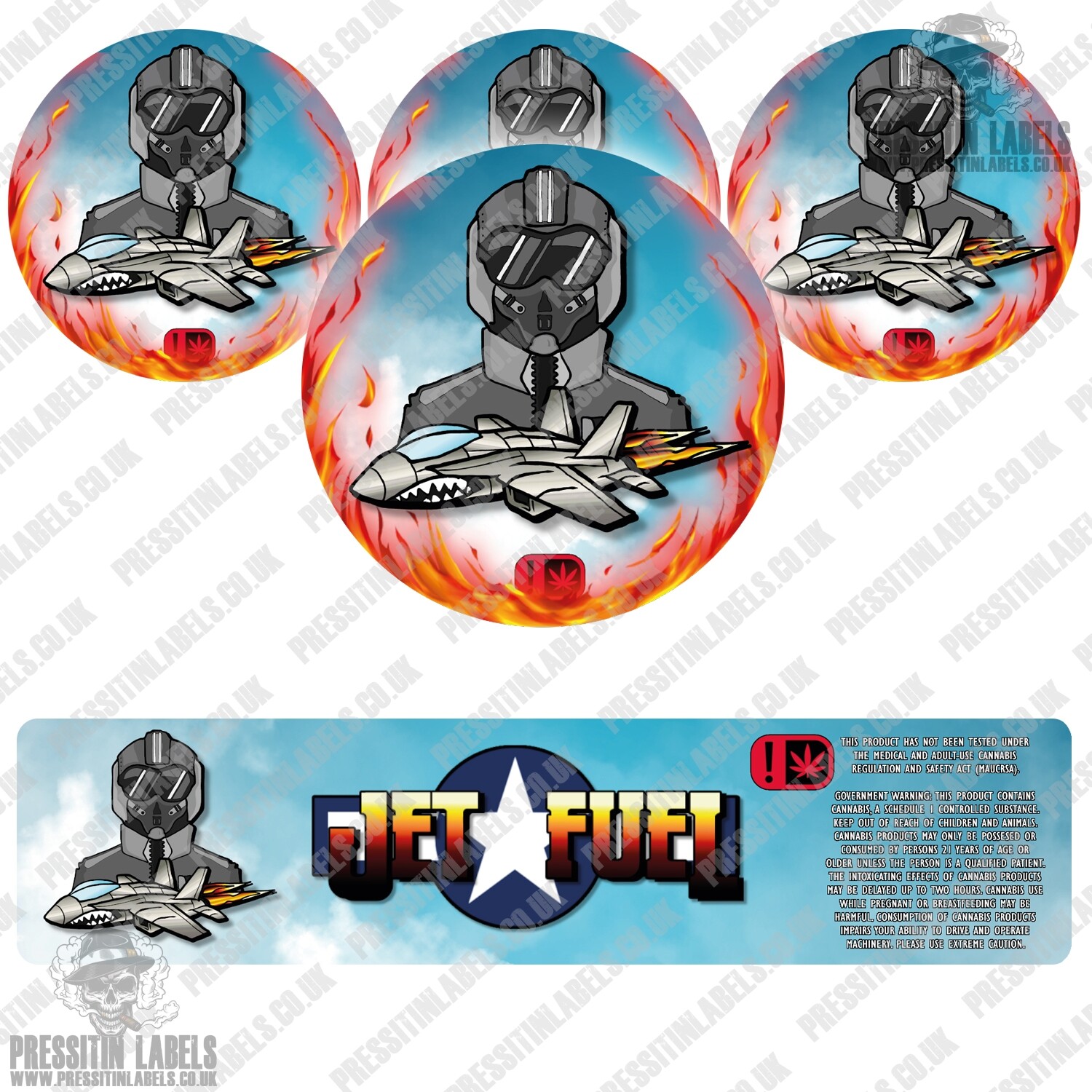 Jet Fuel 60ml Glass Jar Labels - 2oz Jar Sticker - Pressitin Labels