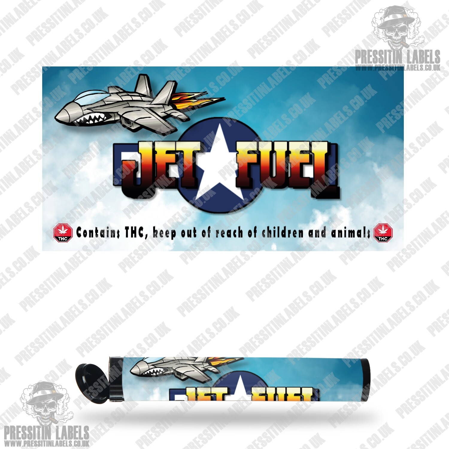 Jet Fuel Pre-Roll Labels - Cali Pre Rolled Stickers - Pressitin Labels