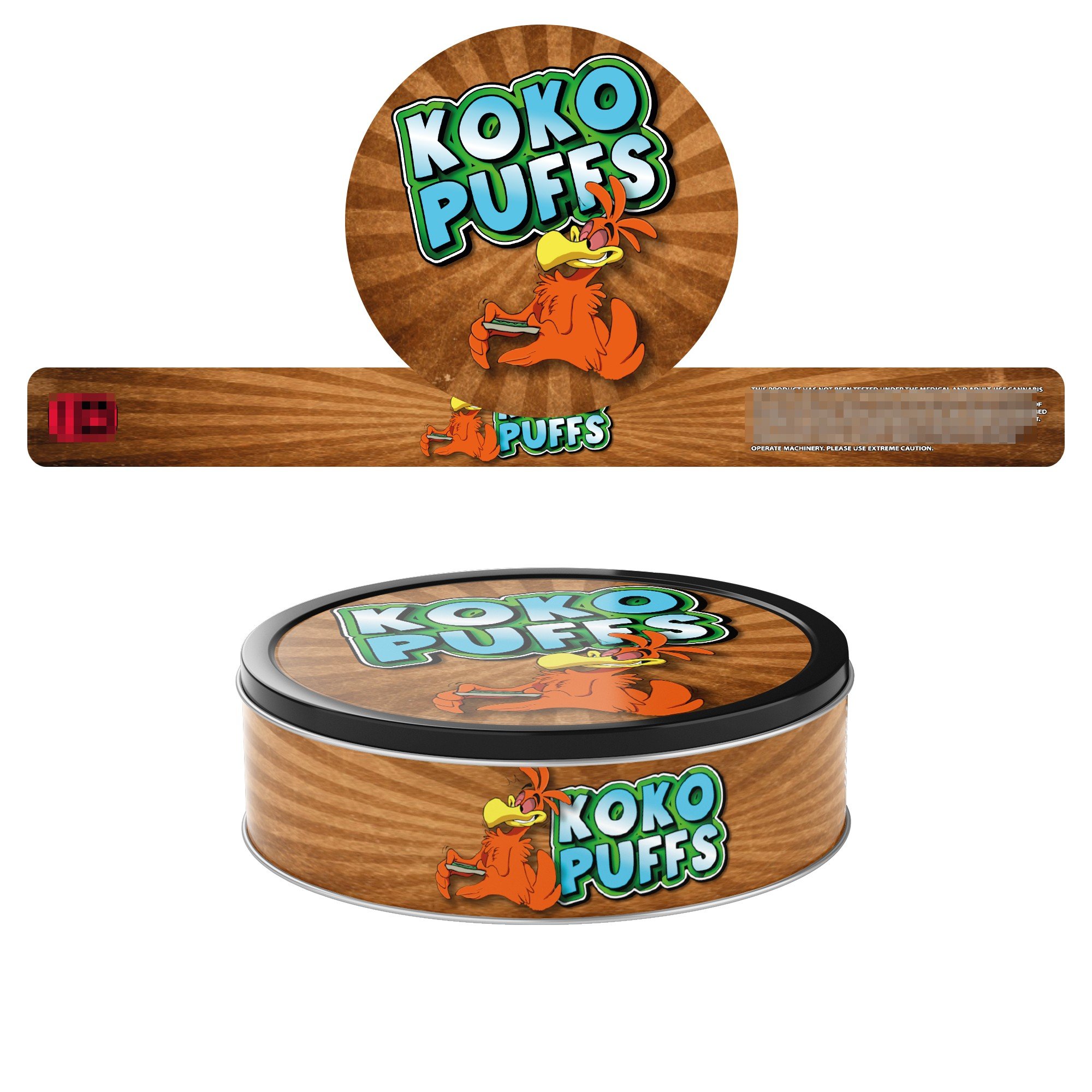 Koko Puffs Pressitin Labels - 3.5g 100ml Self Seal Tuna Tin Lid and ...