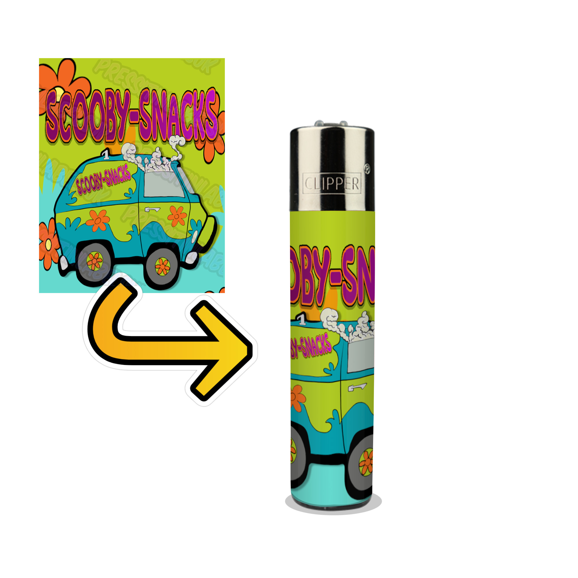 Scooby Snacks Clipper Lighter Wrap Stickers - Pressitin Labels