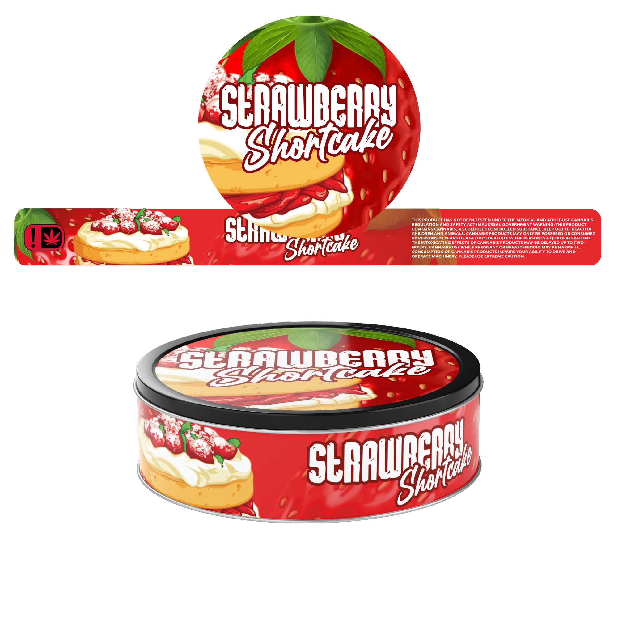 Strawberry Shortcake Pressitin Labels - 3.5g 100ml Self Seal Tuna Tin ...