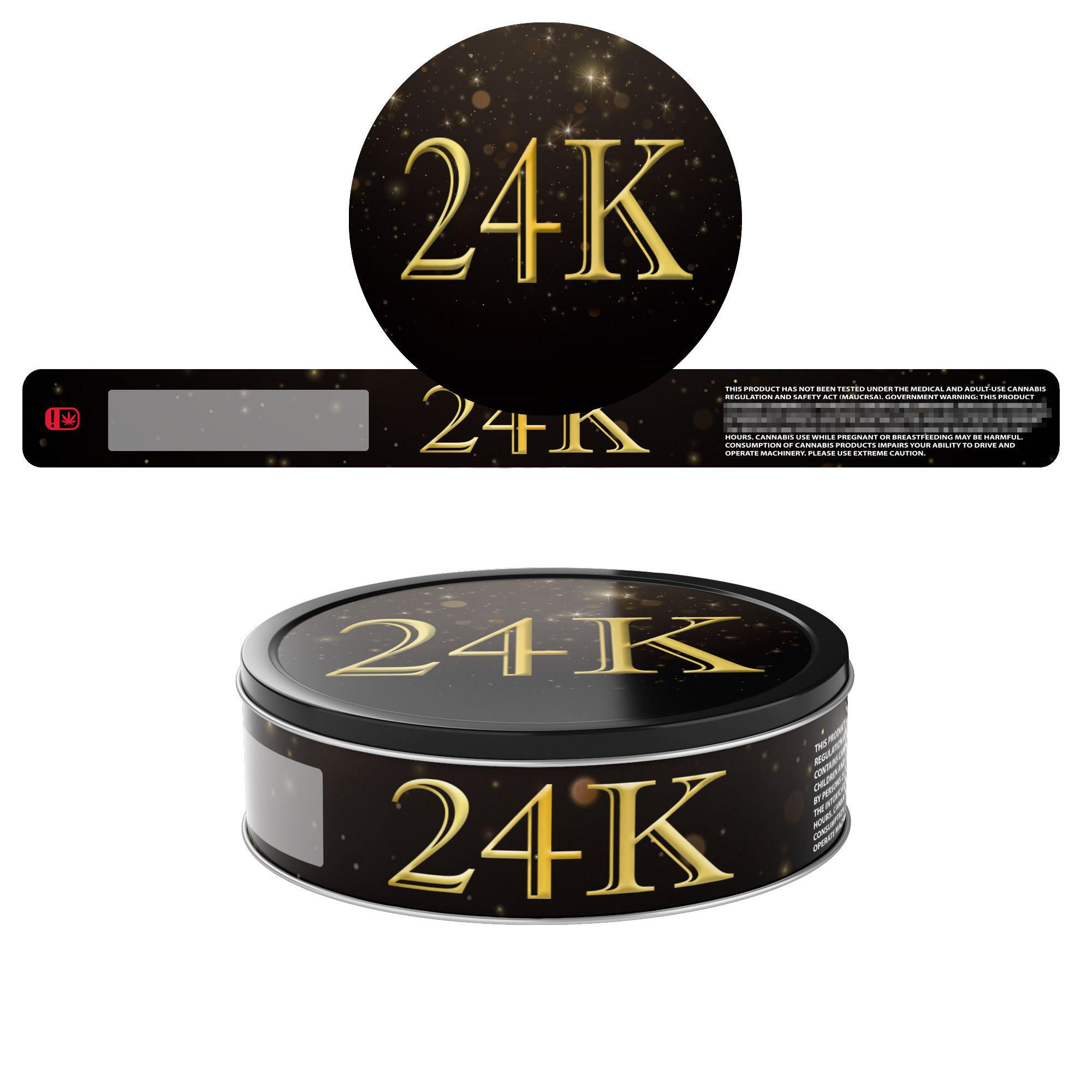 24K Pressitin Labels - 3.5g 100ml Self Seal Tuna Tin Lid and Label Sets ...