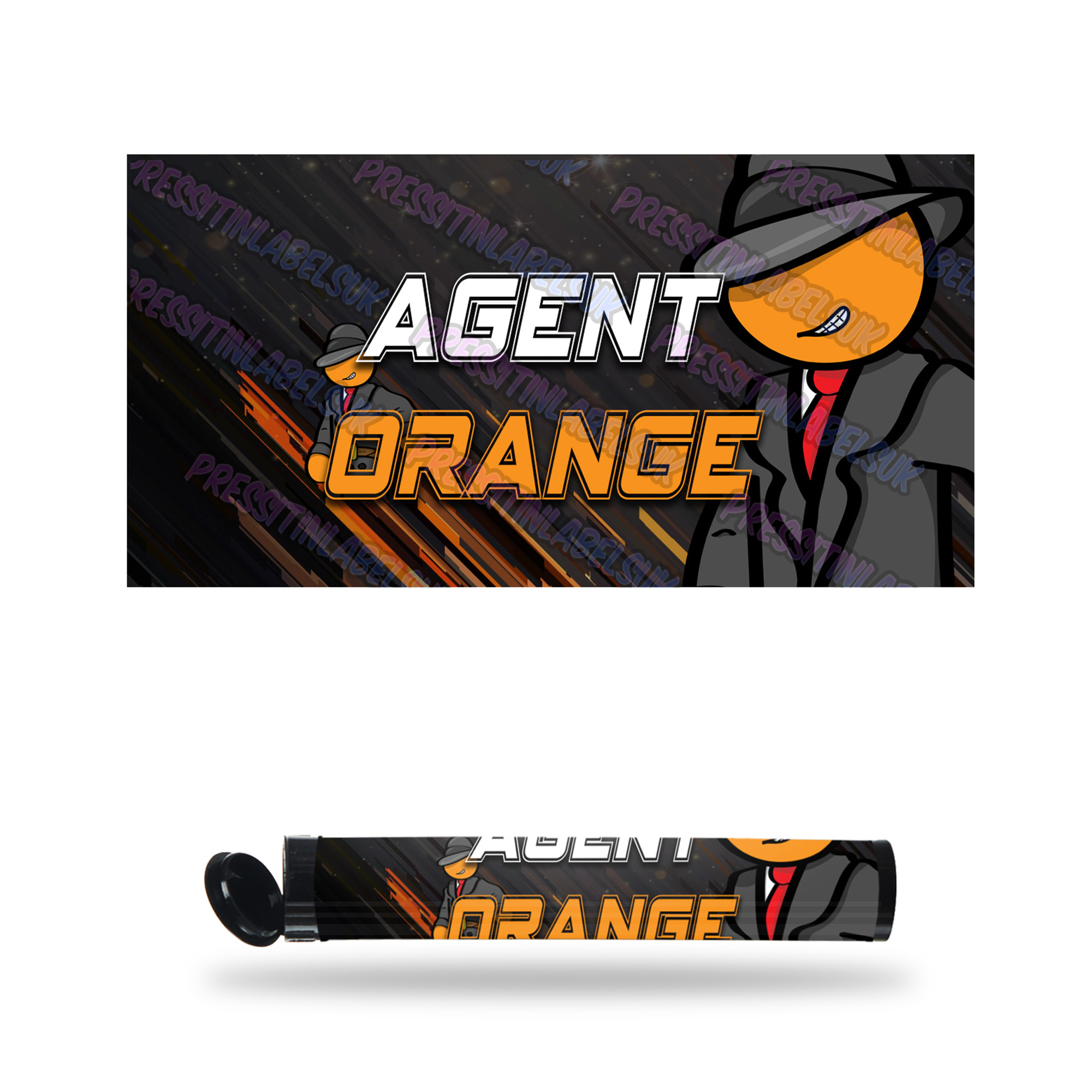 Agent Orange Pre-Roll Labels - Cali Pre Rolled Stickers - Doob Tube ...