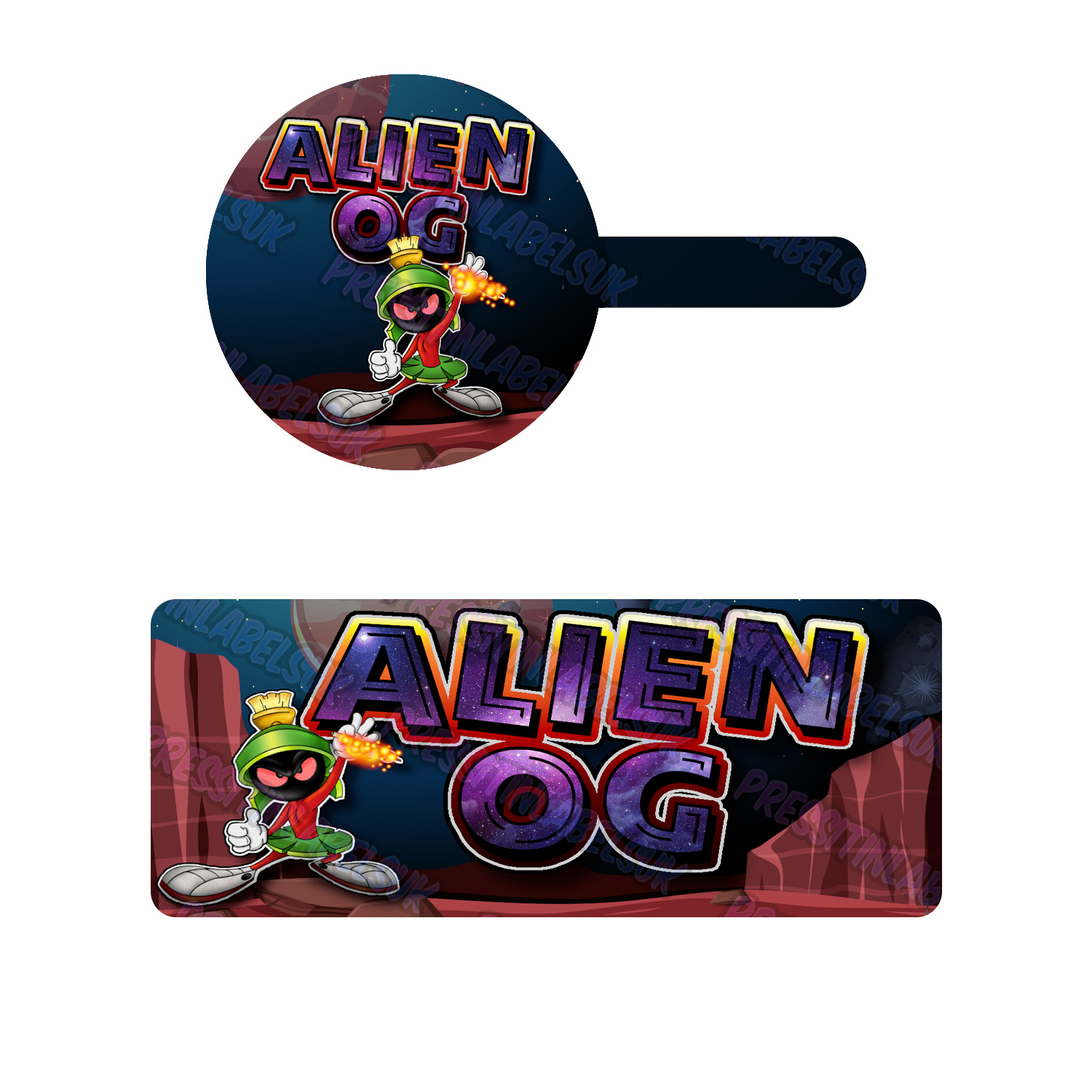 Alien OG T2 60ml Glass Jar Tamper Proof Labels - 2oz Jar Stickers ...