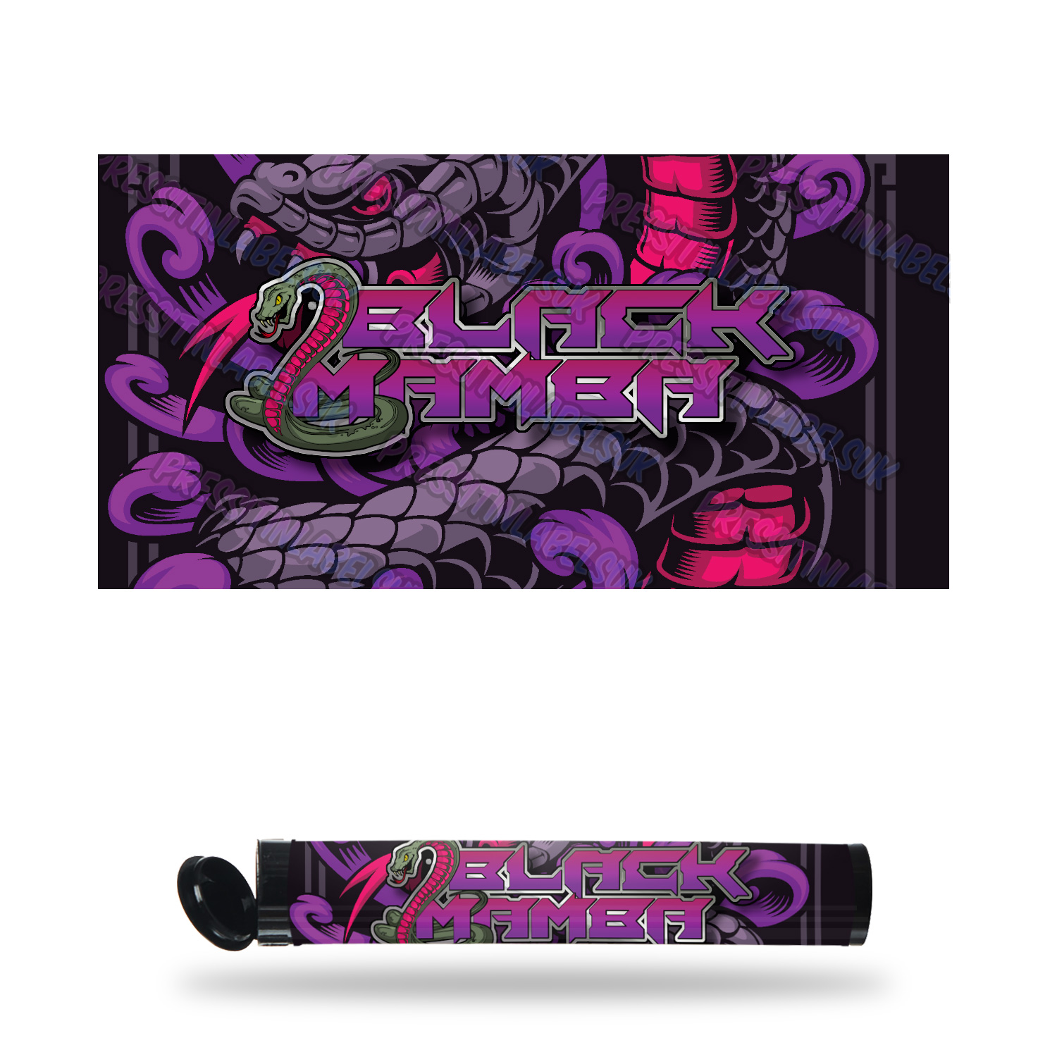 Black Mamba Pre-Roll Labels - Cali Pre Rolled Stickers - Doob Tube ...