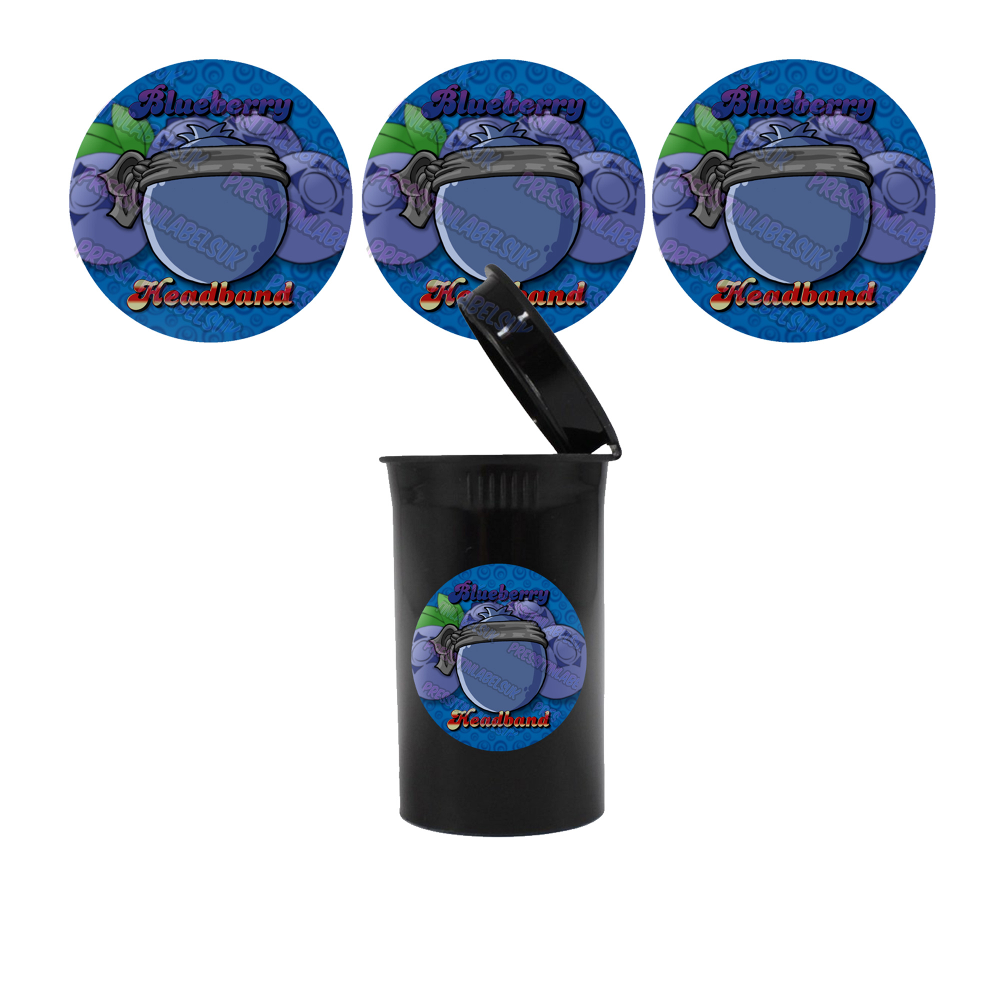 Blueberry Headband Cali Pop Top Slap Stickers - Dram Bottle Labels ...