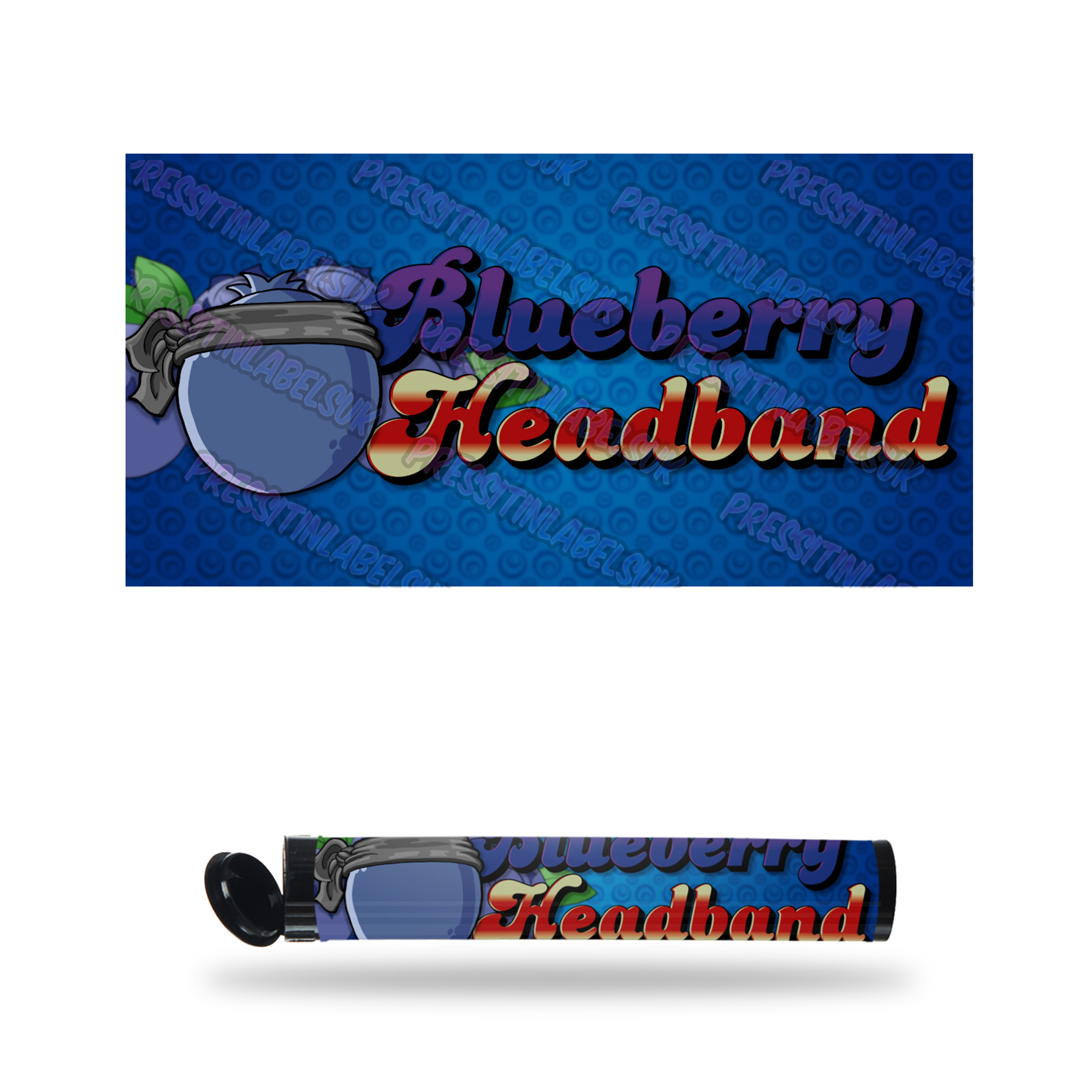 Blueberry Headband Pre-Roll Labels - Cali Pre Rolled Stickers - Doob ...