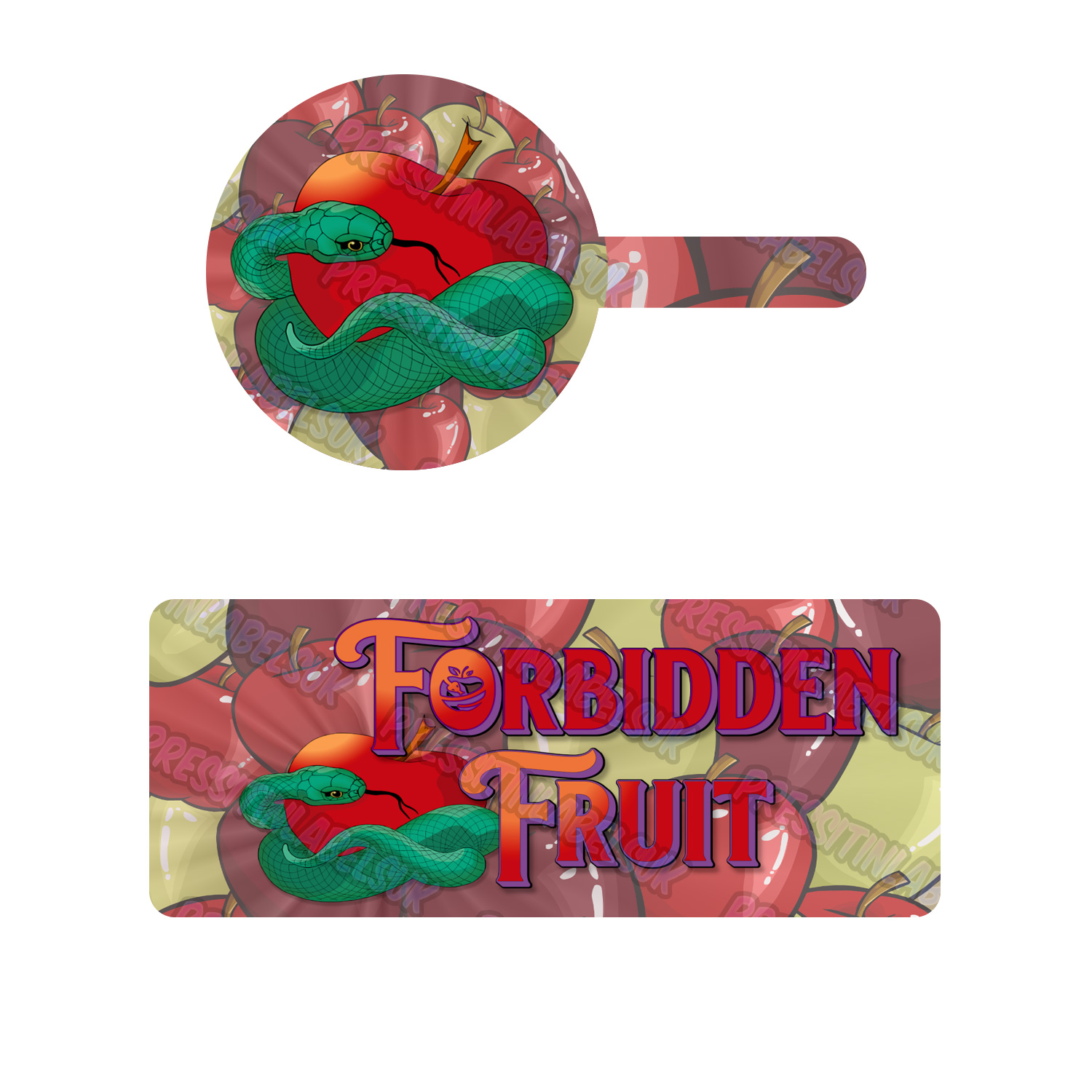 Forbidden Fruit 60ml Glass Jar Tamper Proof Labels - 2oz Jar Stickers ...