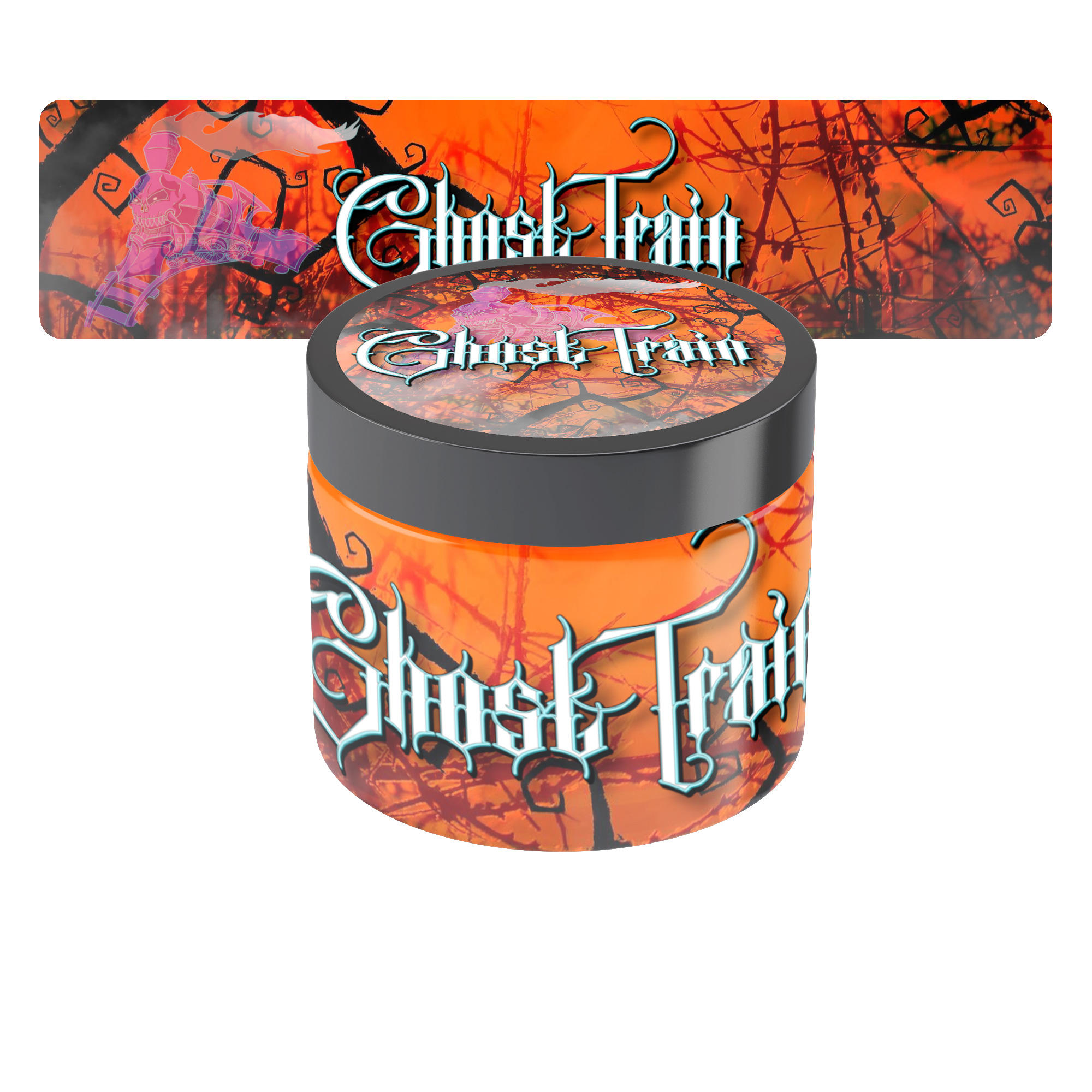 Ghost Train 60ml Glass Jar Labels - 2oz Jar Stickers - Pressitin Labels