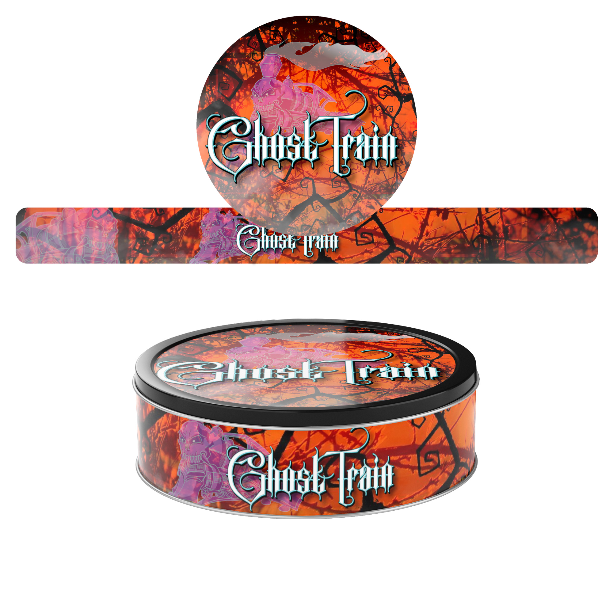 Ghost Train Pressitin Labels - 3.5g 100ml Self Seal Tuna Tin Lid and ...