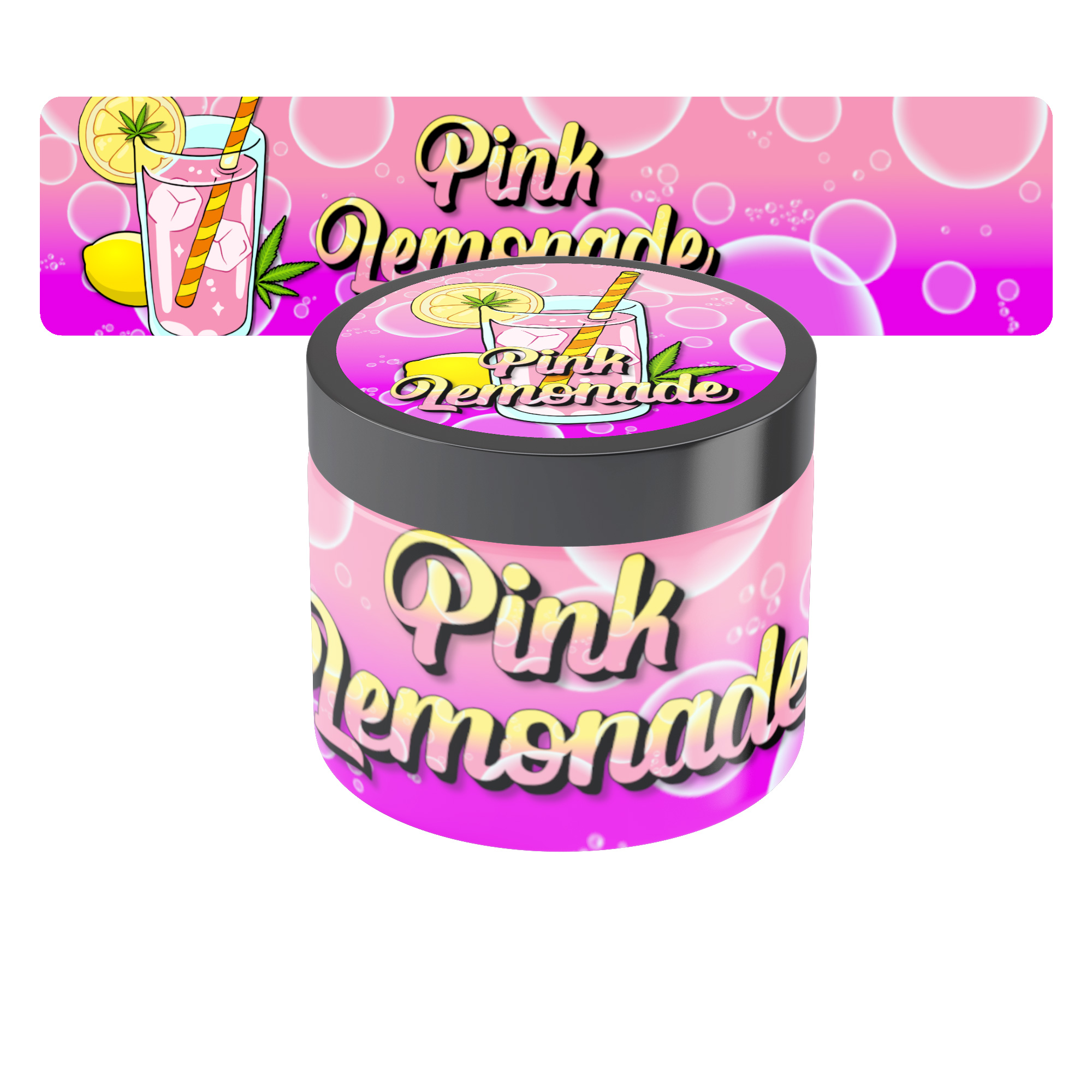 Pink Lemonade 60ml Glass Jar Labels - 2oz Jar Stickers - Pressitin Labels