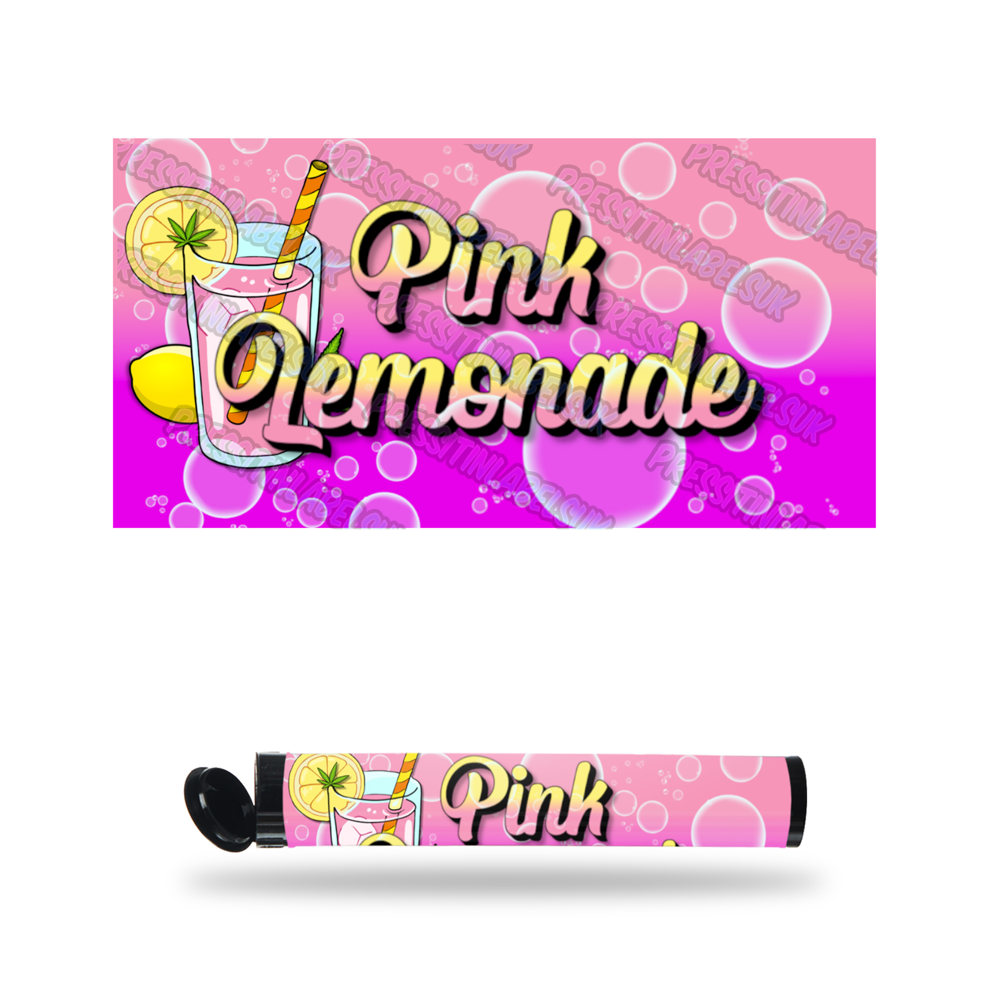 Pink Lemonade Pre-Roll Labels - Cali Pre Rolled Stickers - Doob Tube ...