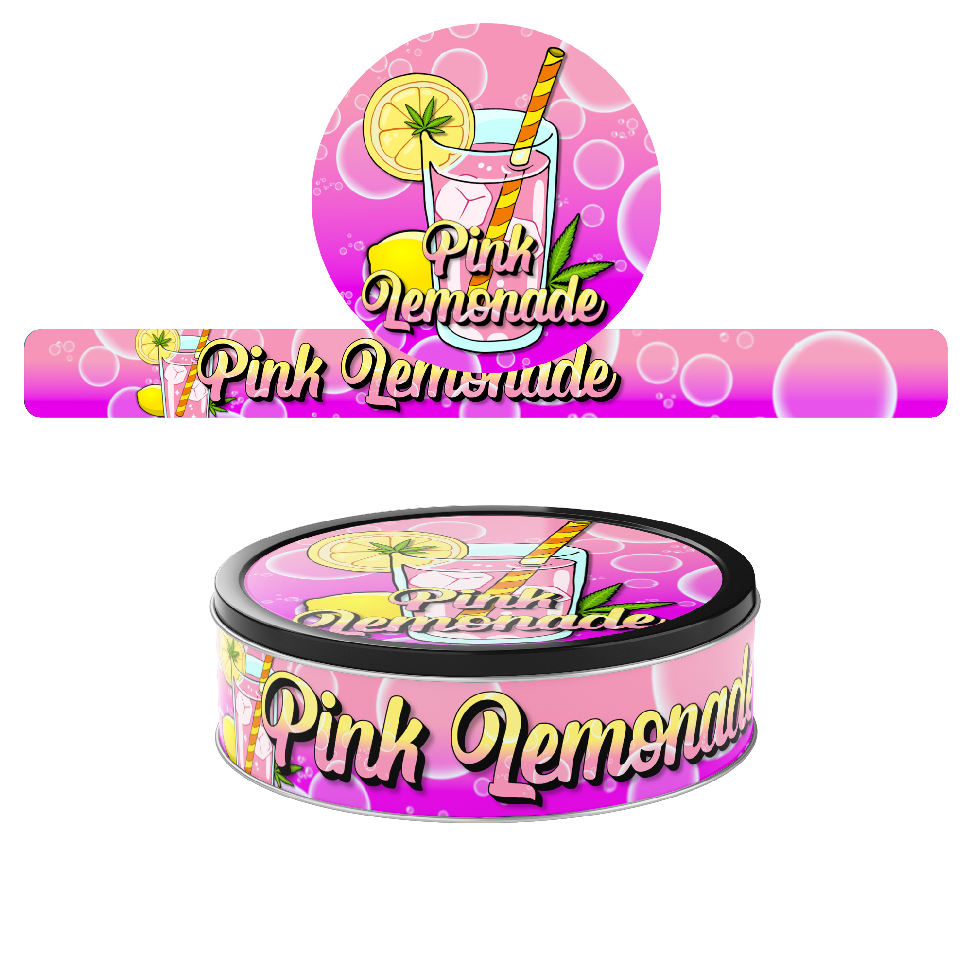 Pink Lemonade Pressitin Labels - 3.5g 100ml Self Seal Tuna Tin Lid and ...