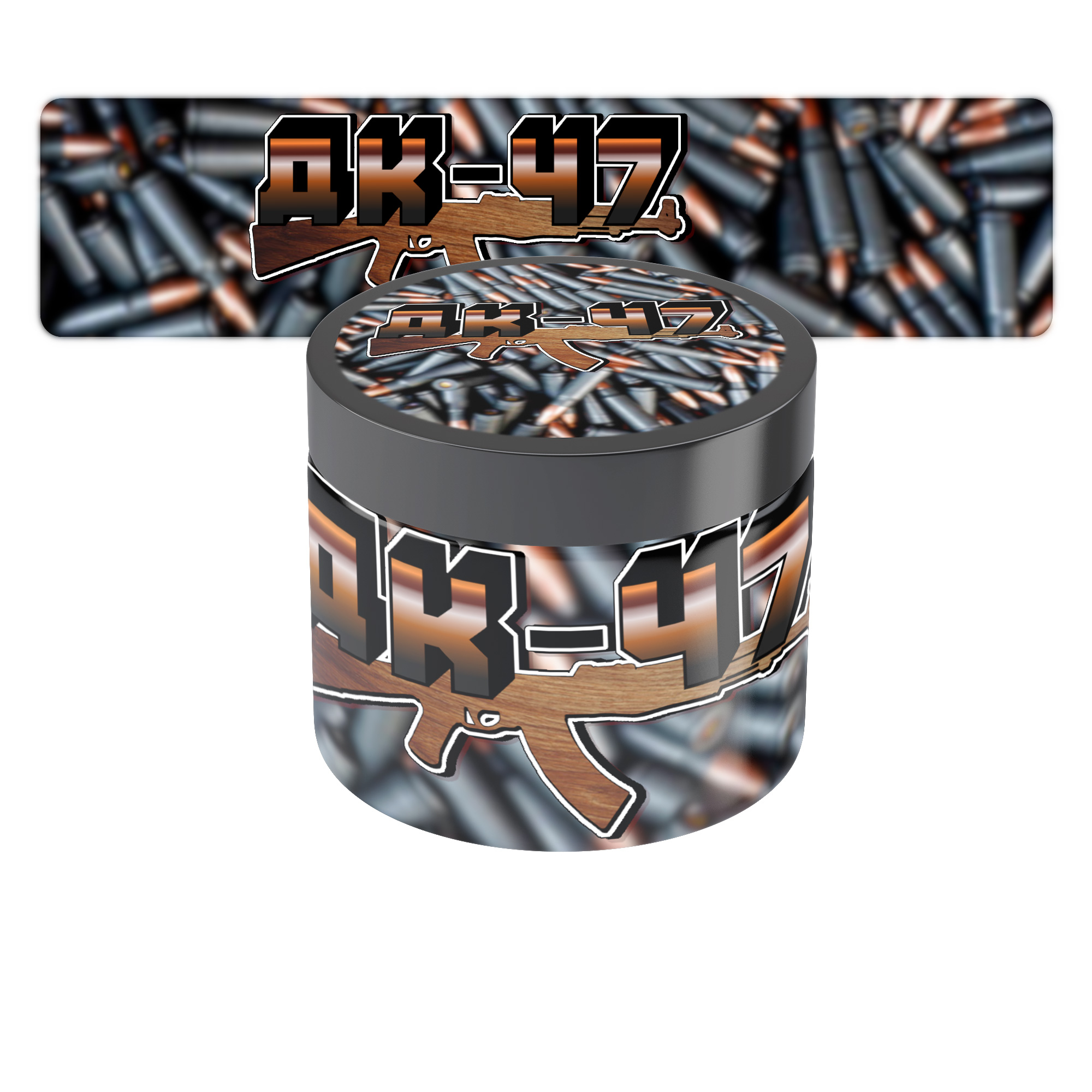 AK-47 60ml Glass Jar Labels - 2oz Jar Stickers - Pressitin Labels