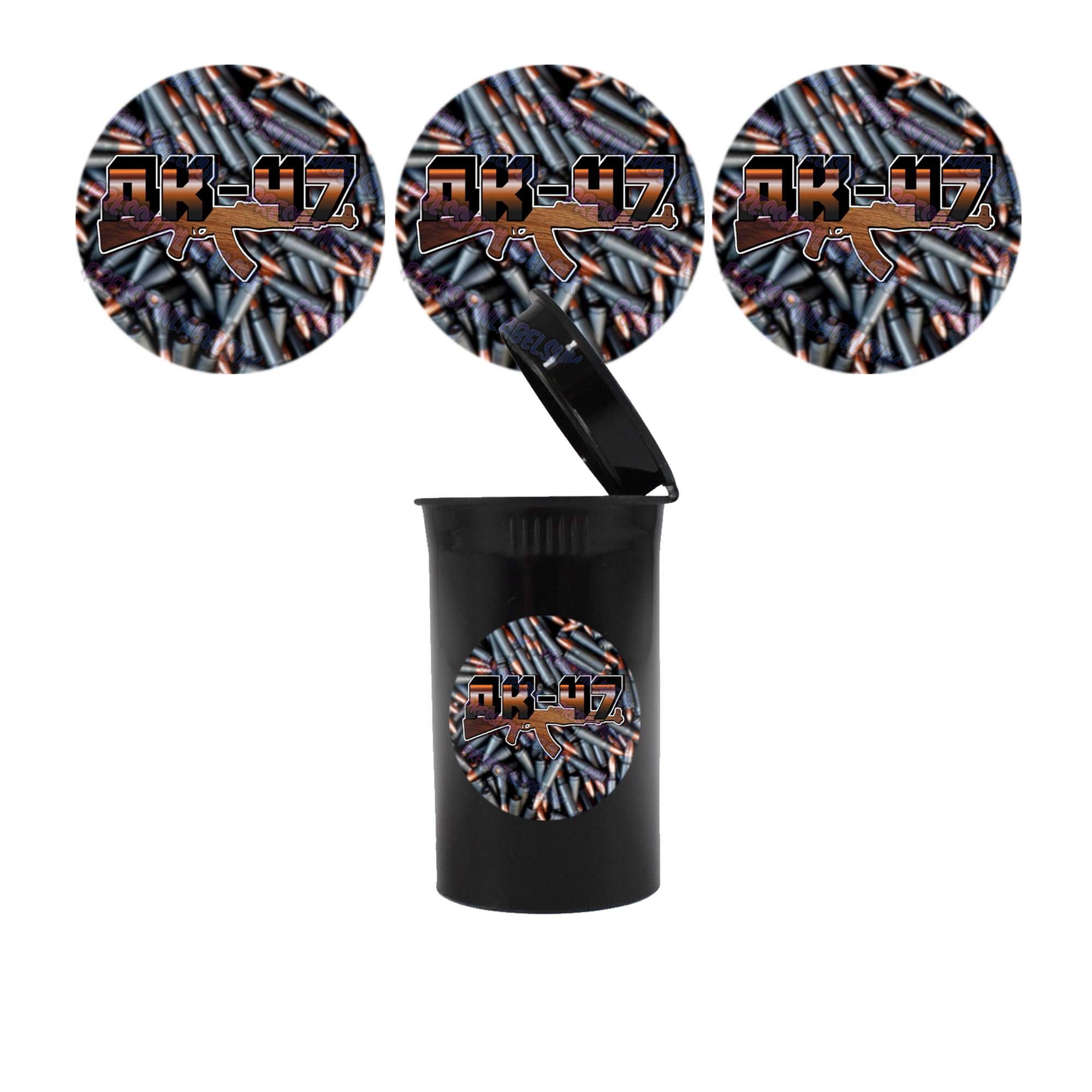 AK-47 Cali Pop Top Slap Stickers - Dram Bottle Labels - Pressitin Labels