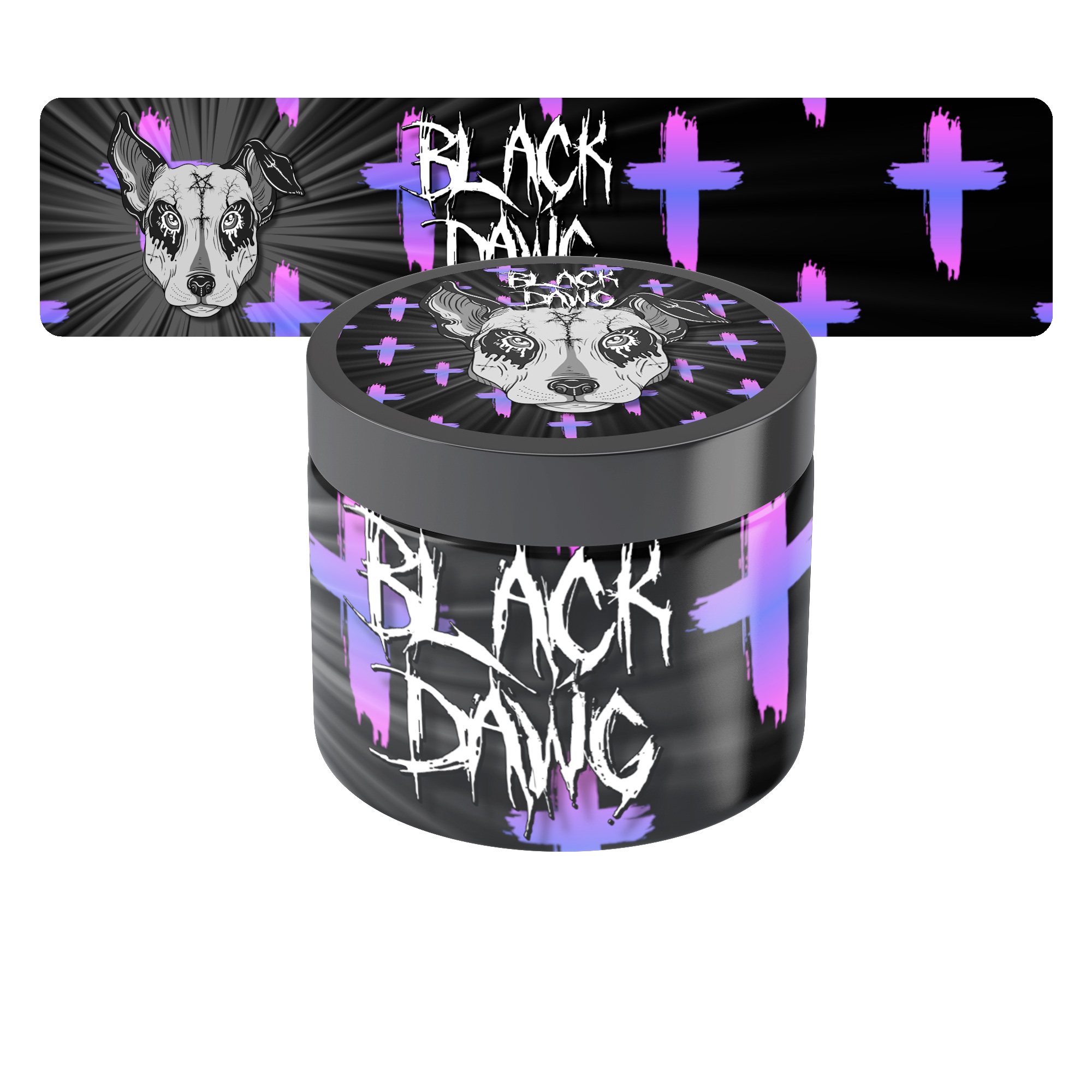 Black Dawg 60ml Glass Jar Labels - 2oz Jar Stickers - Pressitin Labels