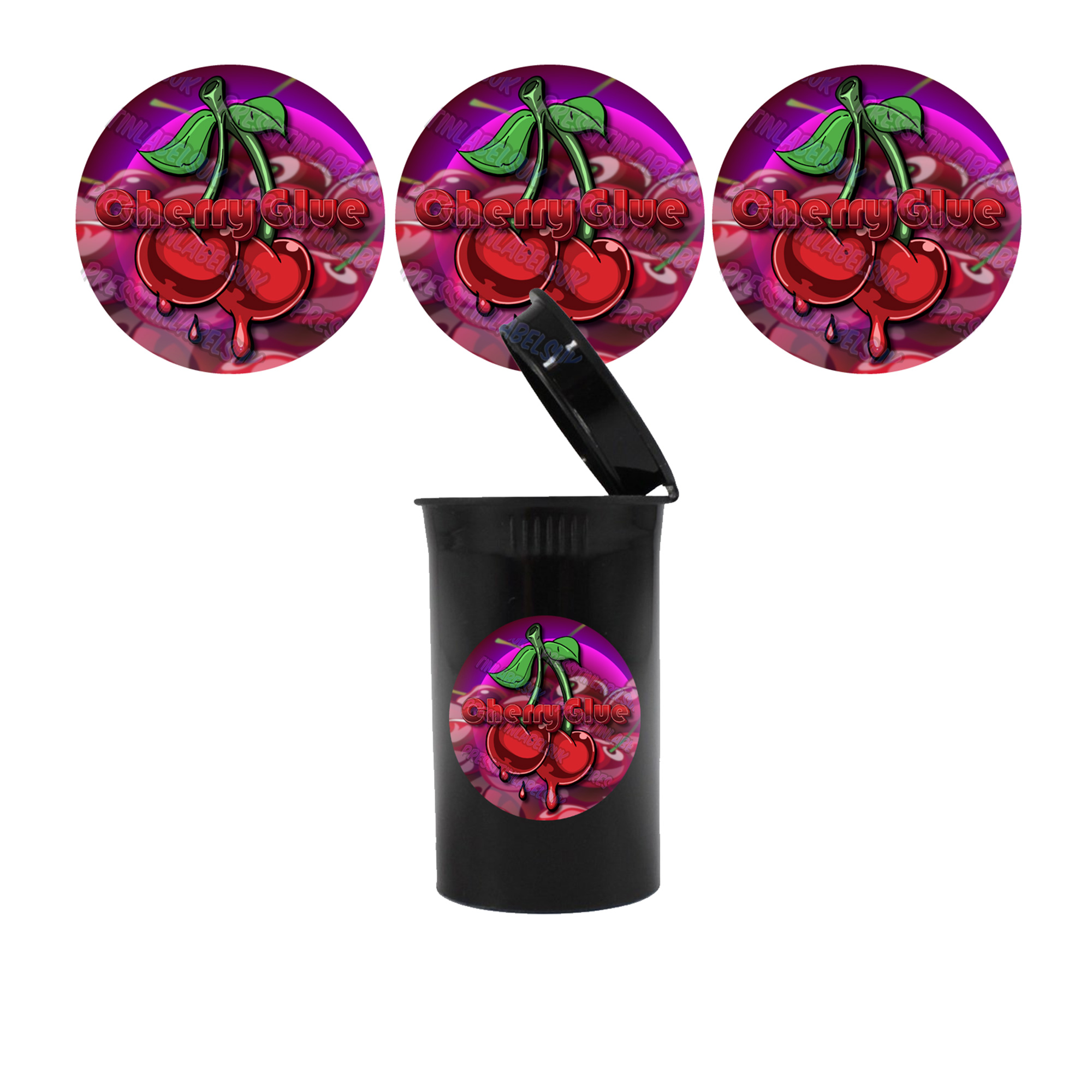 Cherry Glue Cali Pop Top Slap Stickers - Dram Bottle Labels - Pressitin ...