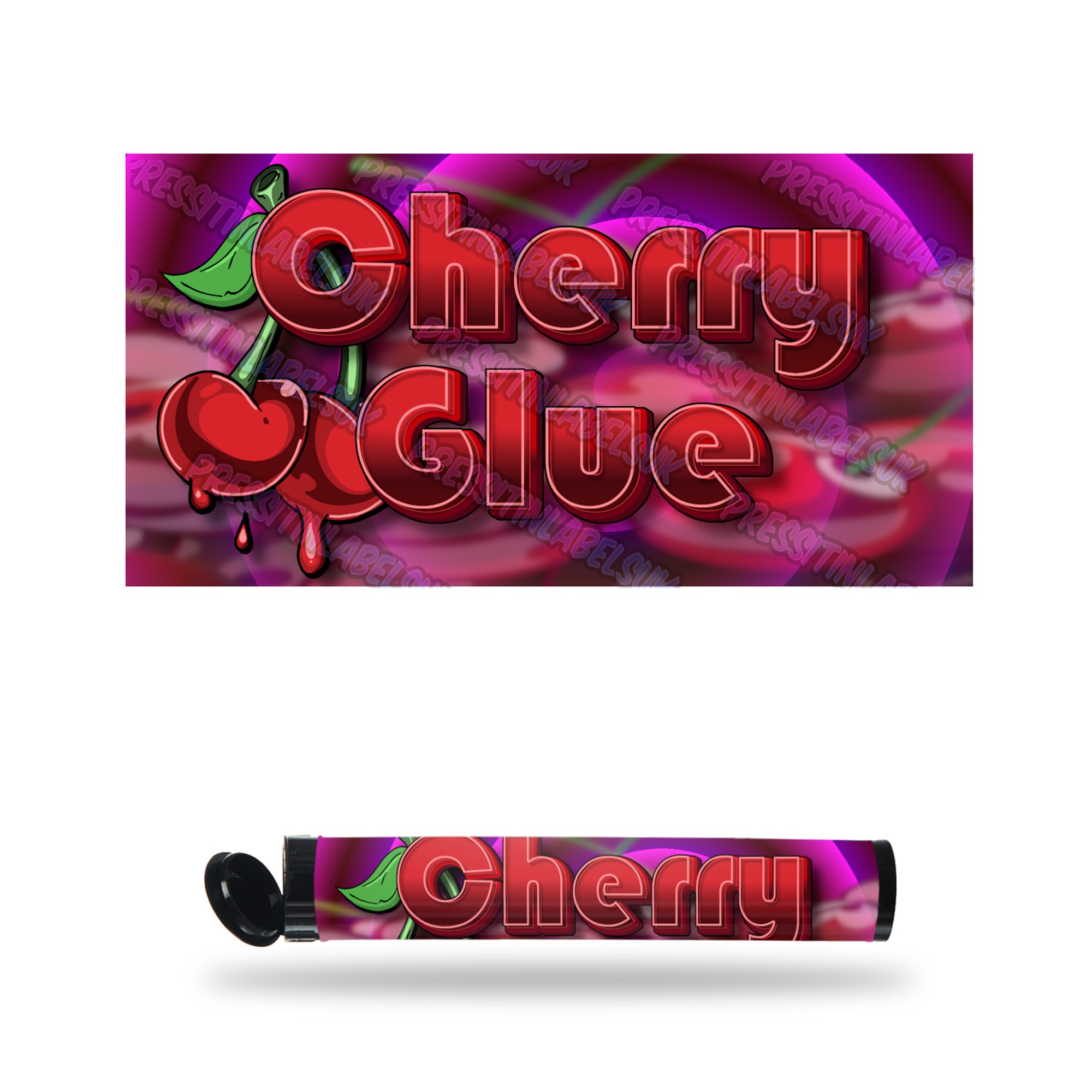 Cherry Glue Pre-Roll Labels - Cali Pre Rolled Stickers - Doob Tube ...