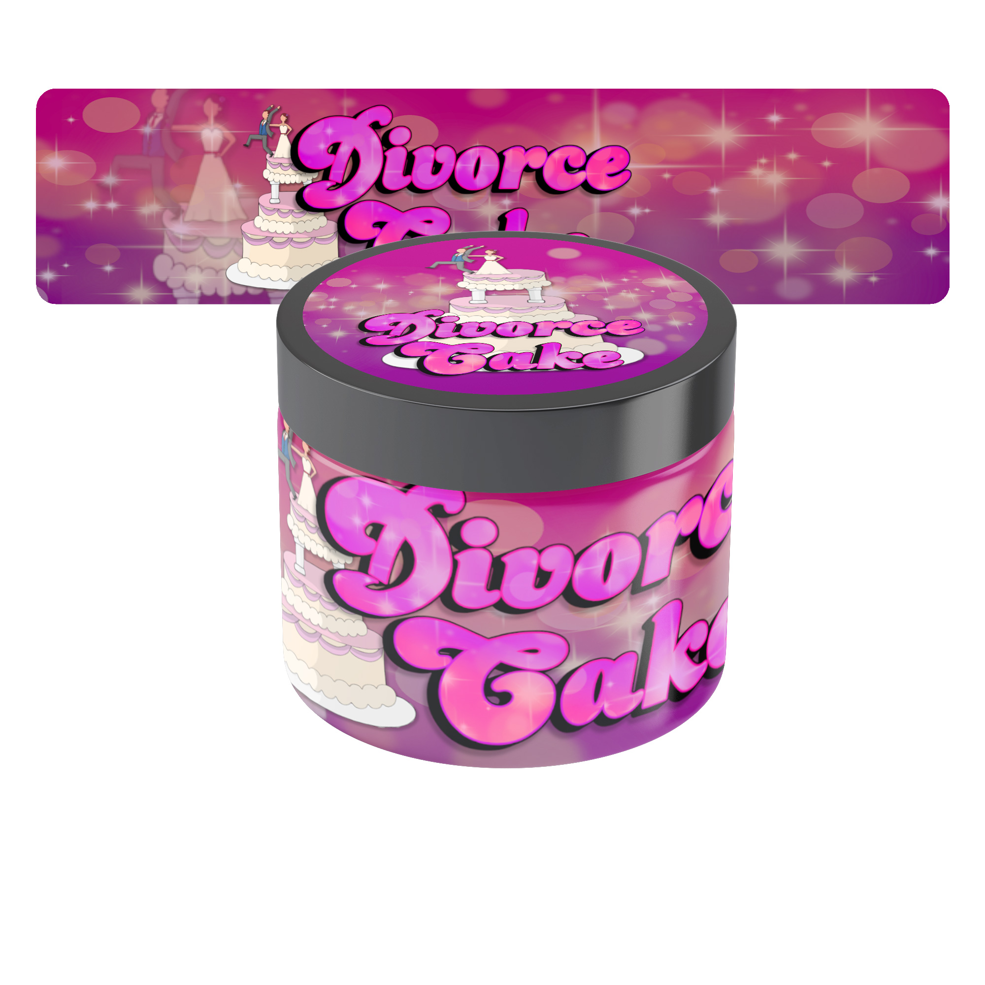 Divorce Cake 60ml Glass Jar Labels - 2oz Jar Stickers - Pressitin Labels