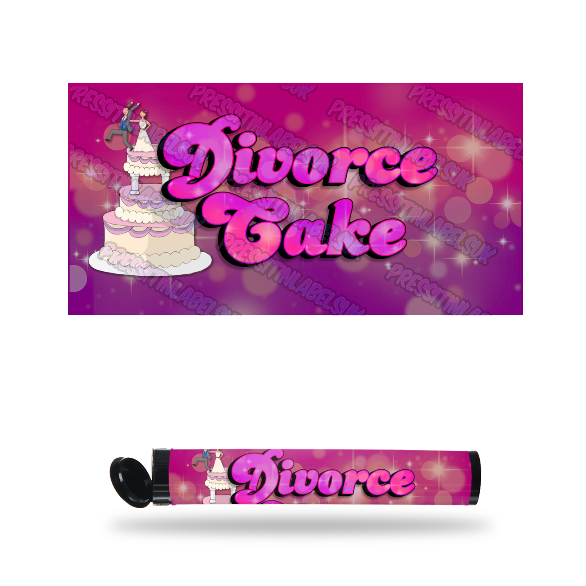 Divorce Cake Pre-Roll Labels - Cali Pre Rolled Stickers - Doob Tube ...