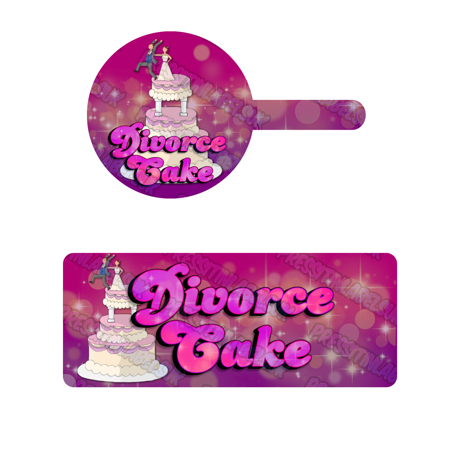 Divorce Cake 60ml Glass Jar Tamper Proof Labels - 2oz Jar Stickers ...