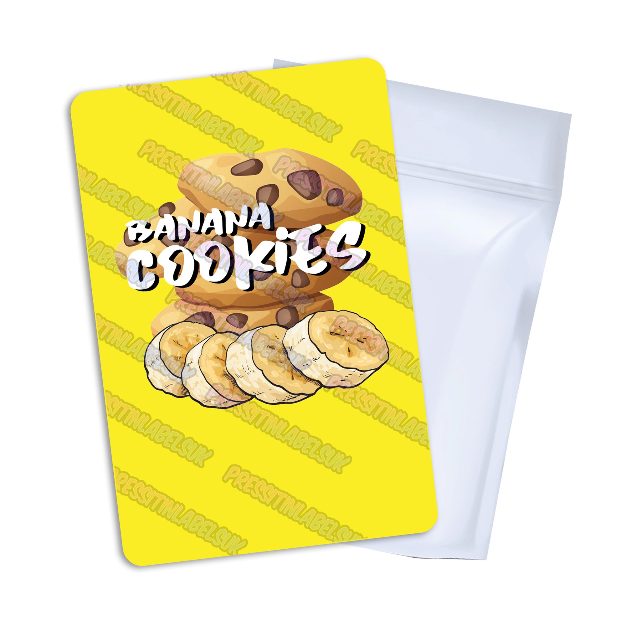 Banana Cookies Mylar Bag Labels - Baggies Sticker Labels - Pressitin Labels
