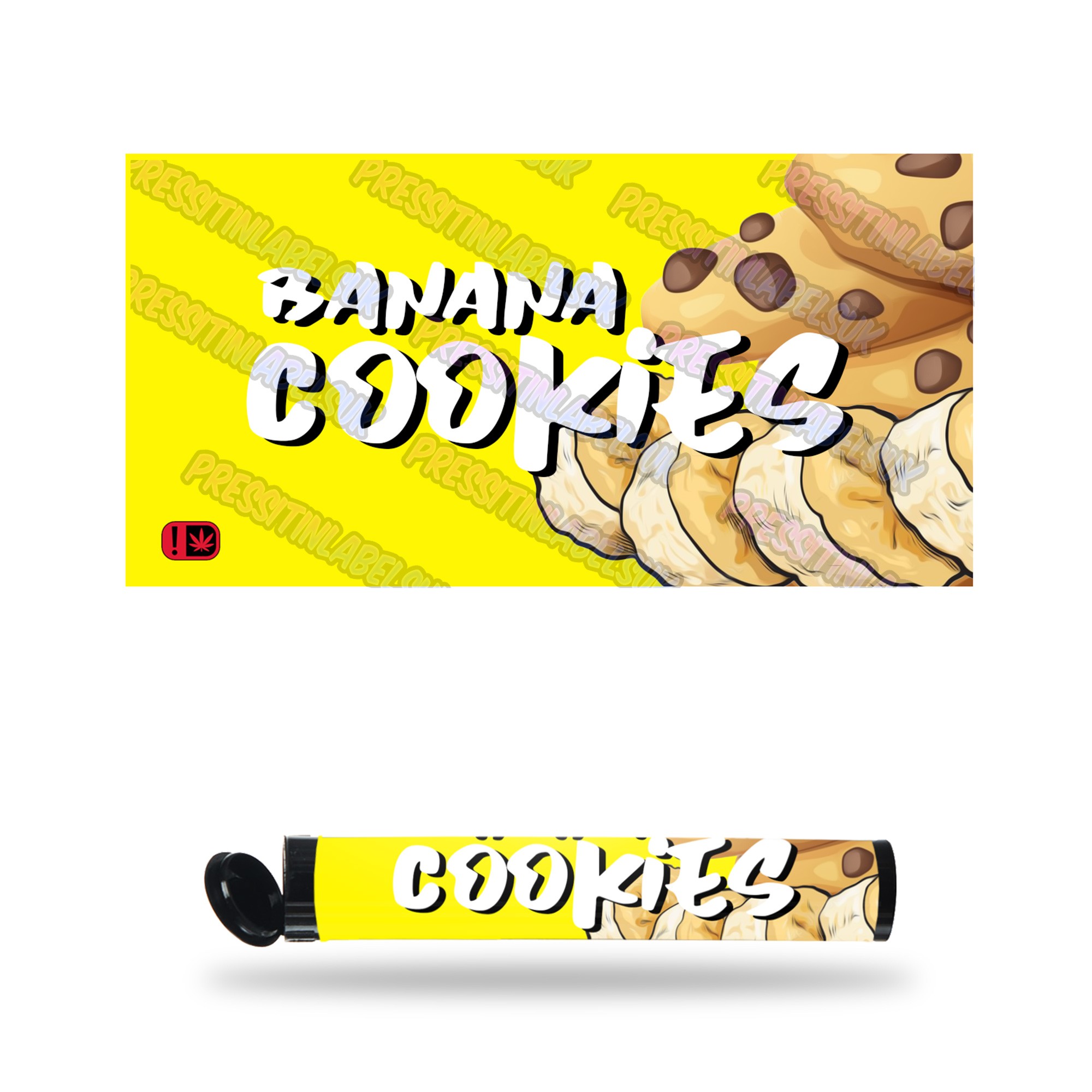 Banana Cookies Pre-Roll Labels - Cali Pre Rolled Stickers - Doob Tube ...