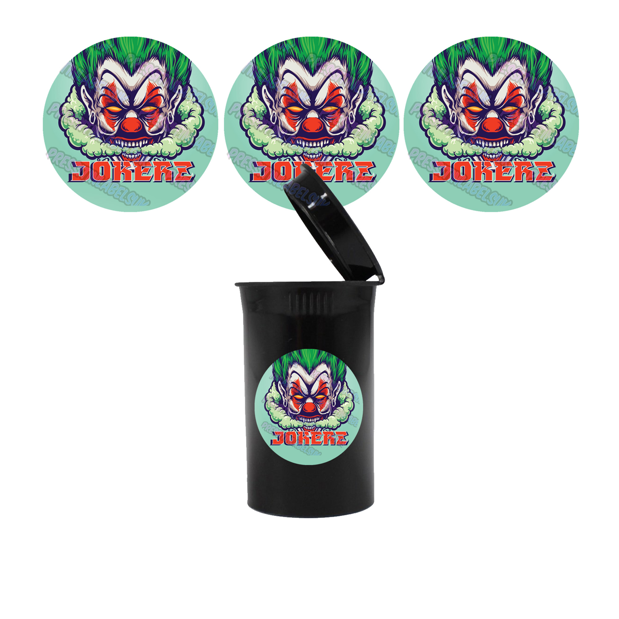 Jokerz Cali Pop Top Slap Stickers - Dram Bottle Labels - Pressitin Labels